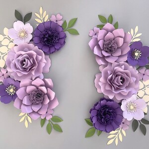 Pink Gold Paper Flower Set, Rose Gold Nursery Paper Flower Wall Decor ...