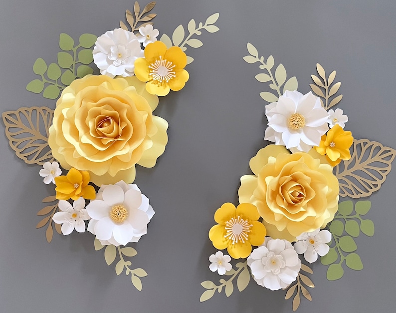 Daisy Yellow Paper Flower Set Rose Nursery Paper Flower Wall - Etsy
