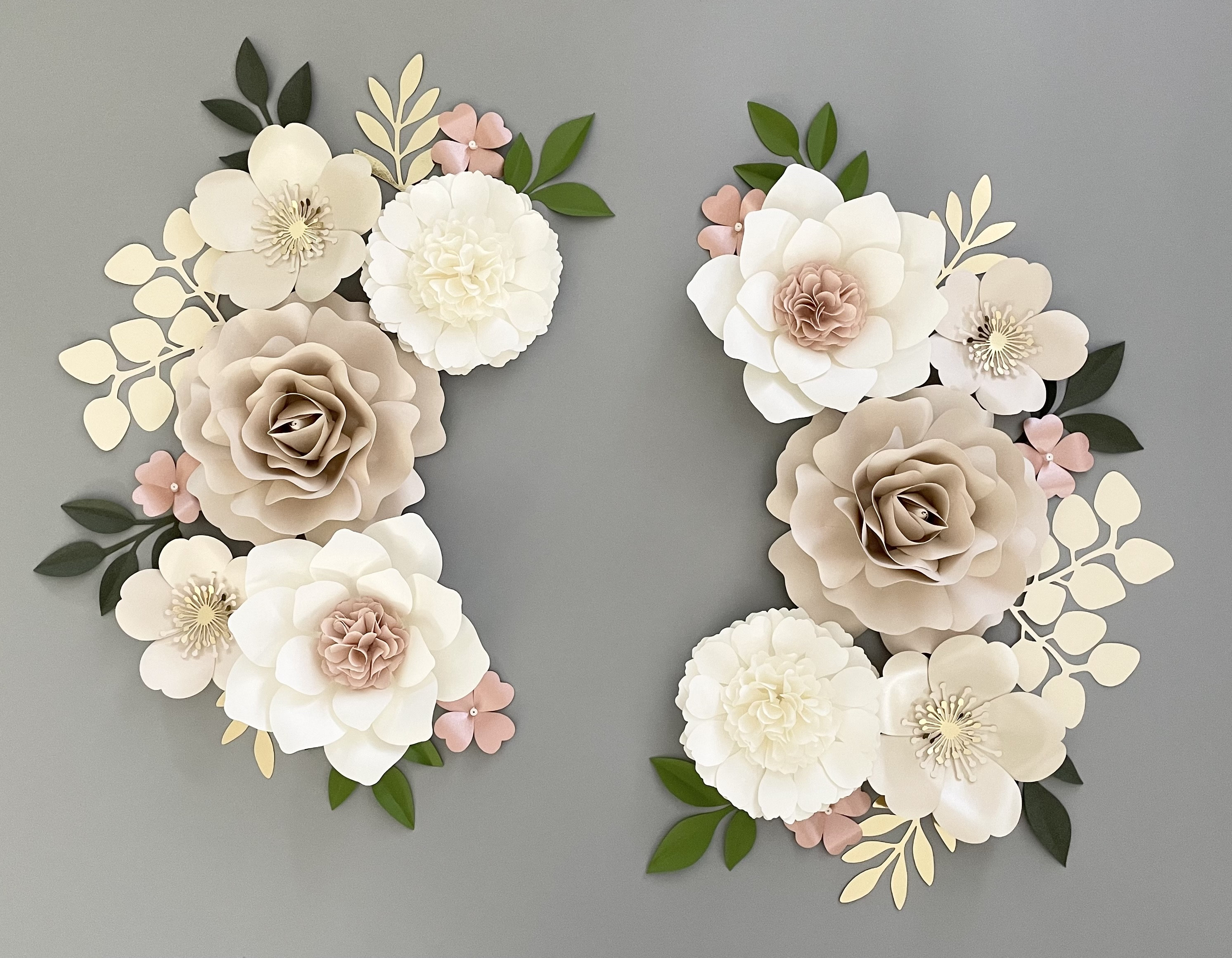 Pink & Rose Gold Paper Flower Set: Nursery Wall Decor - Etsy