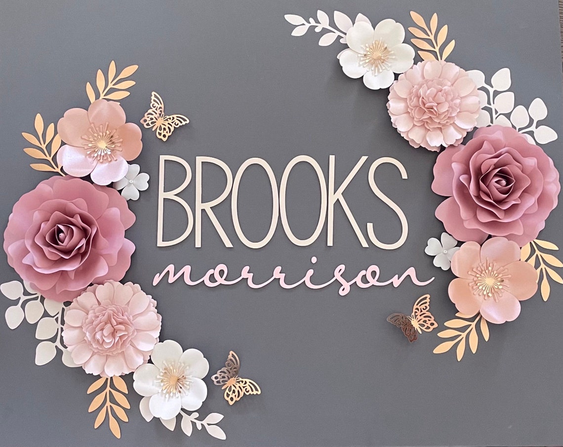 Blush Pink Paper Flower Set Rose Gold Nursery Paper Flower - Etsy