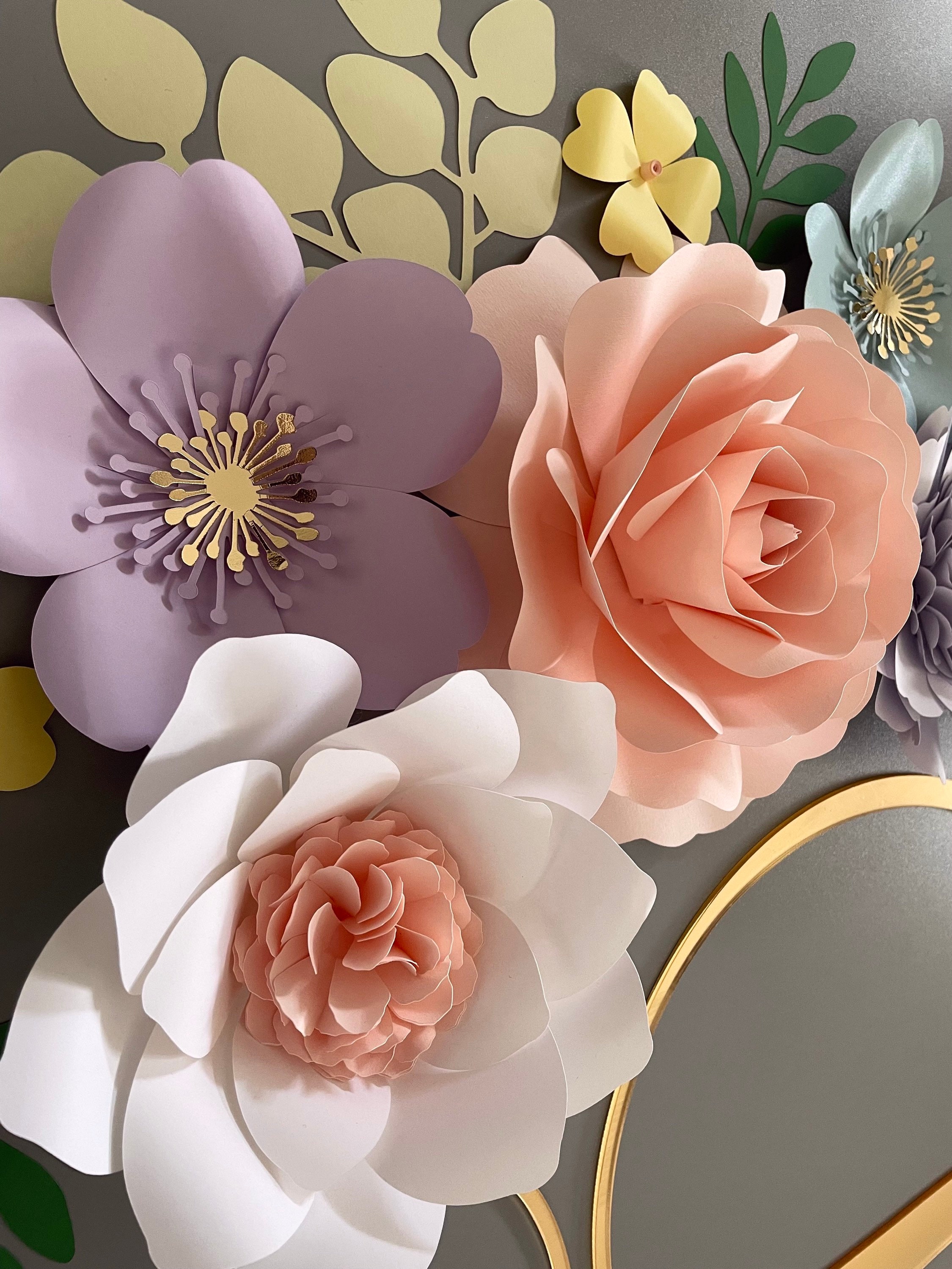Peach Lilac Paper Flower Set: Nursery Wall Decor - Etsy