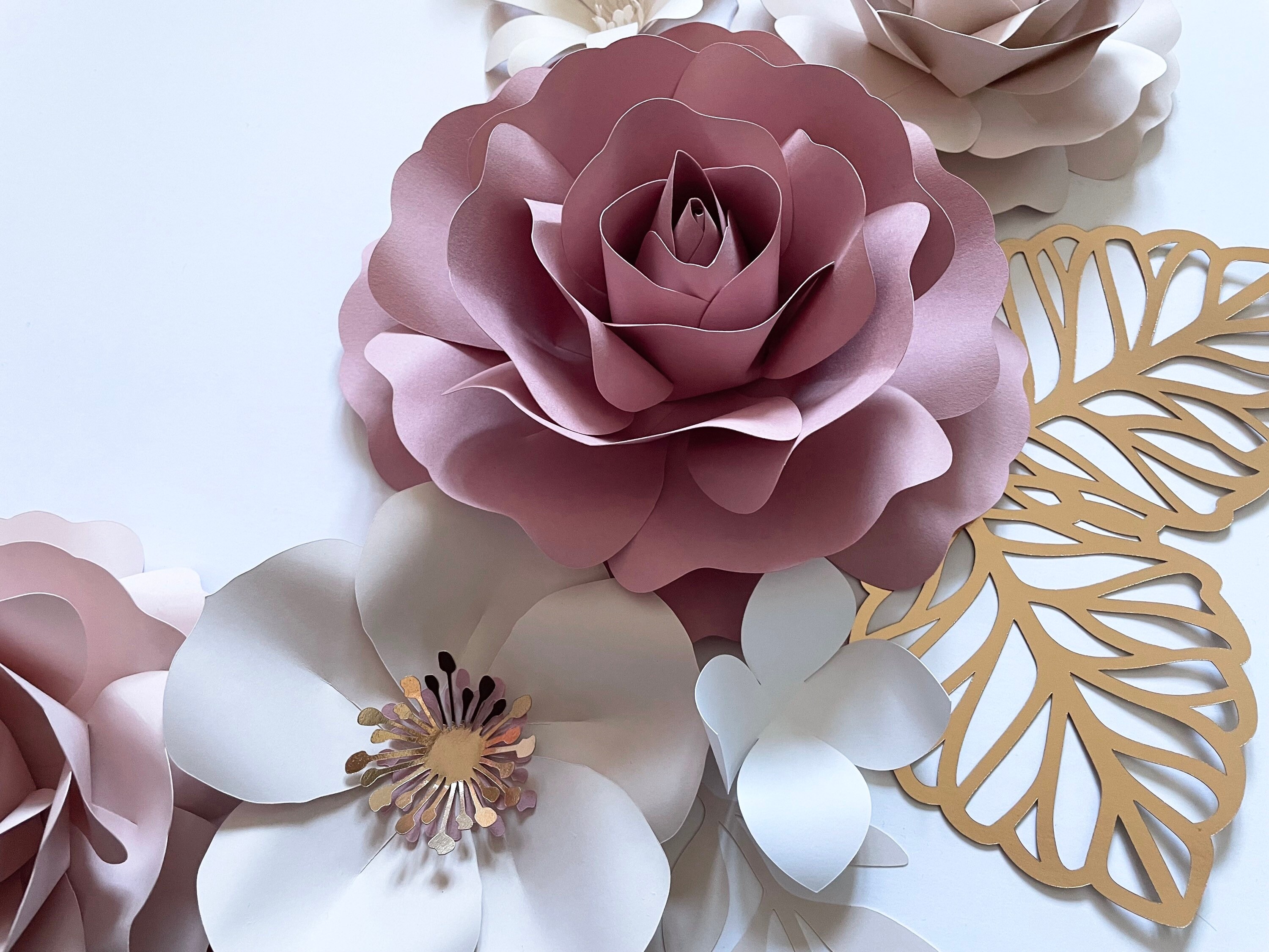 Mauve Pink/ Rose Gold Paper Flower Set Nursery Paper Flower - Etsy