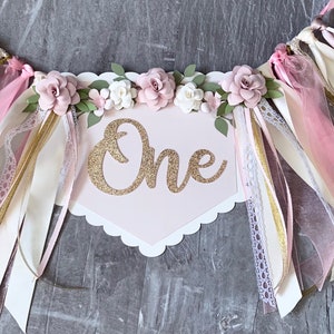 Blush 1st Birthday High Chair Banner ONE Banner Baby Girl | Etsy