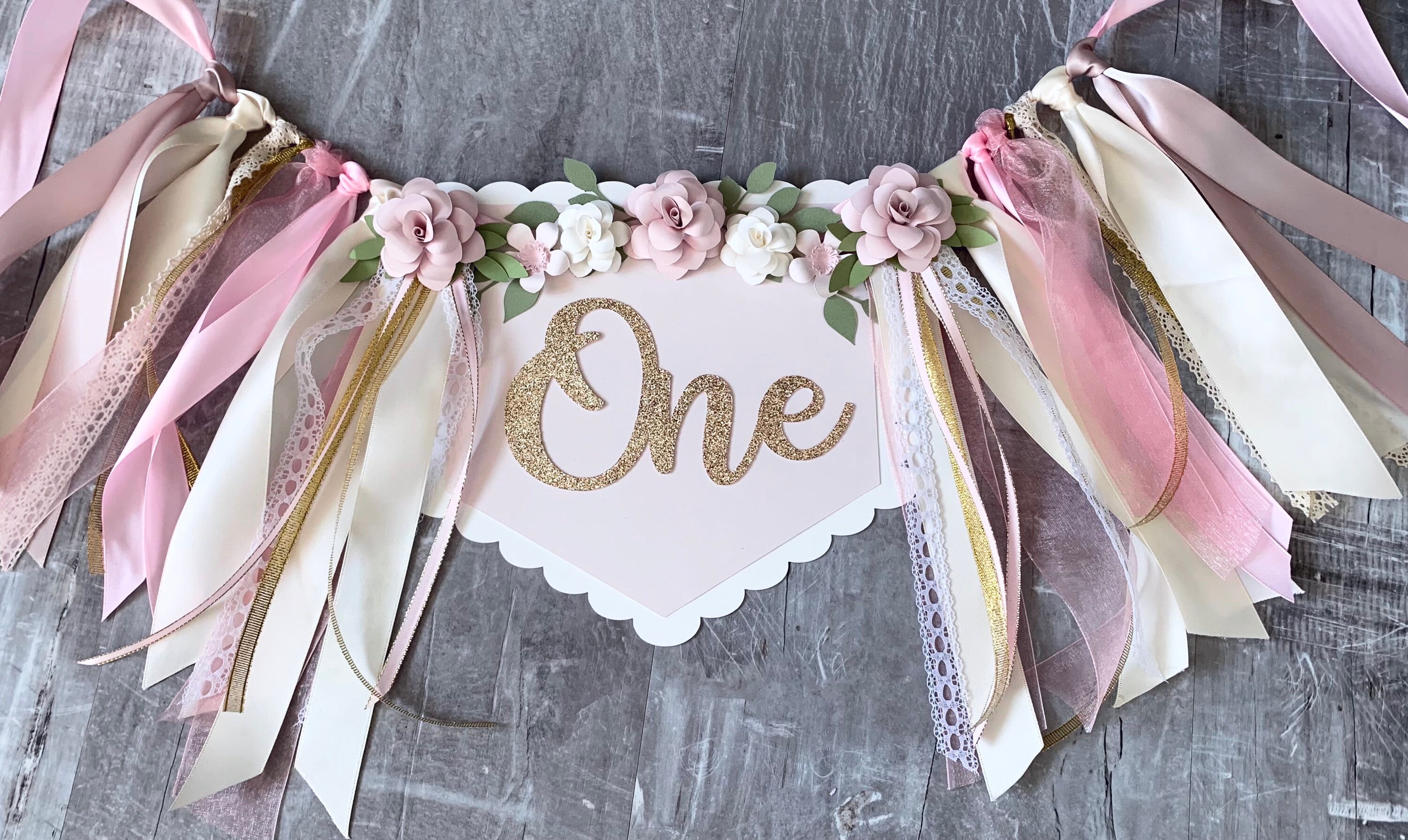 Blush 1st Birthday High Chair Banner ONE Banner Baby Girl | Etsy