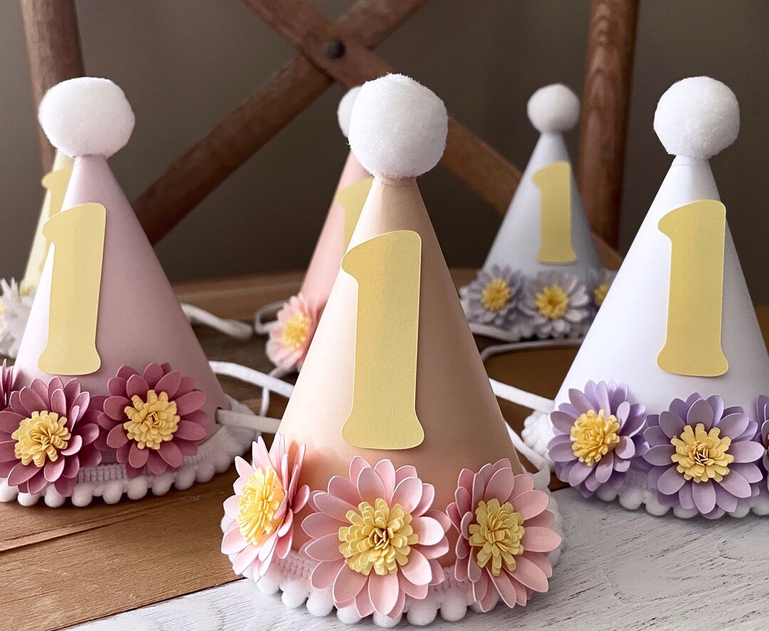Daisy Party Hat, Floral Birthday Party Hat, First Birthday Hat, First ...