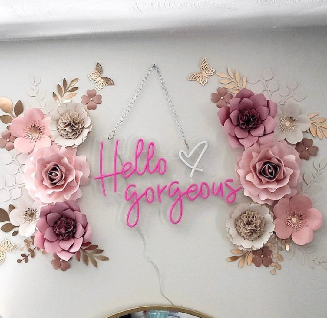 Mauve Pink Rose Gold Paper Flower Set: Nursery Wall Decor - Etsy