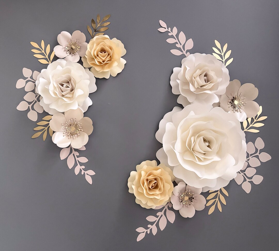 Paper Flower Set, Nursery Paper Flower Wall Decor, Baby Girl Nursery ...