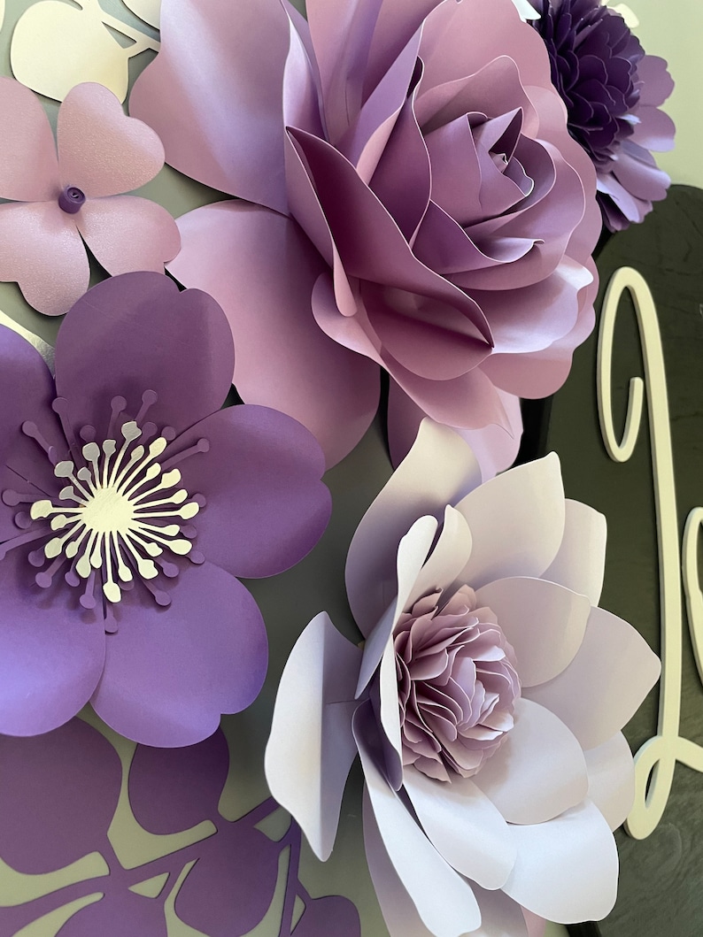 Purple Lilac Paper Flower Set Nursery Paper Flower Wall - Etsy