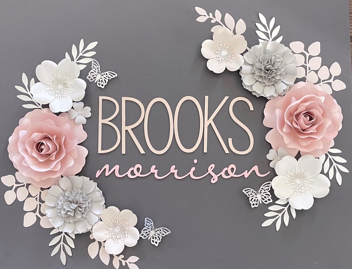 Blush Pink Paper Flower Set Rose Gold Nursery Paper Flower - Etsy