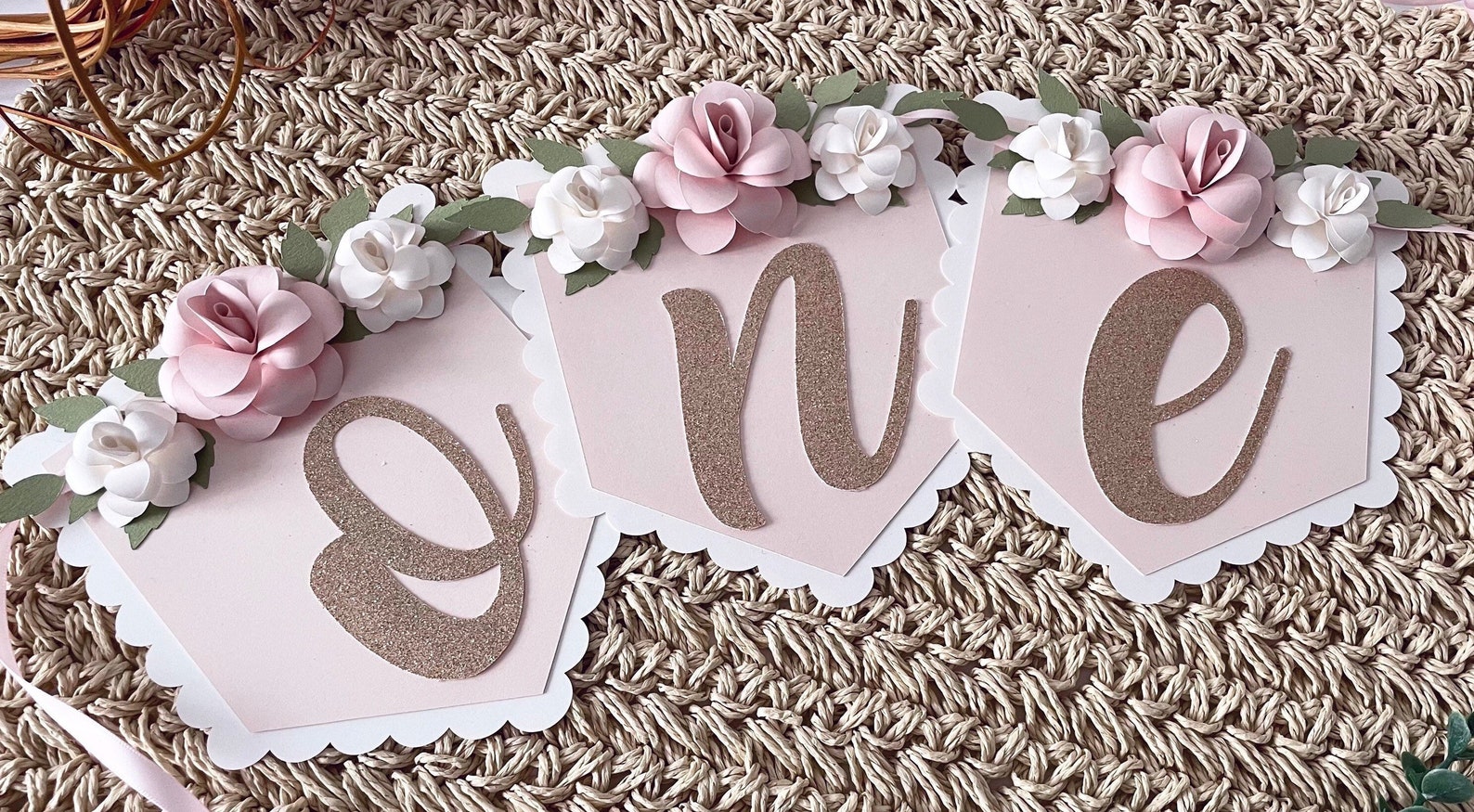 Blush Roses 1st Birthday High Chair Banner ONE Banner Baby - Etsy