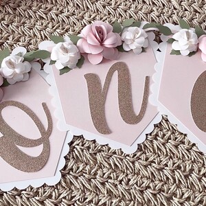 Blush Roses 1st Birthday High Chair Banner, ONE Banner, Baby Girl ...