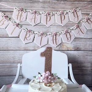 Blush 1st Birthday High Chair Banner ONE Banner Baby Girl - Etsy