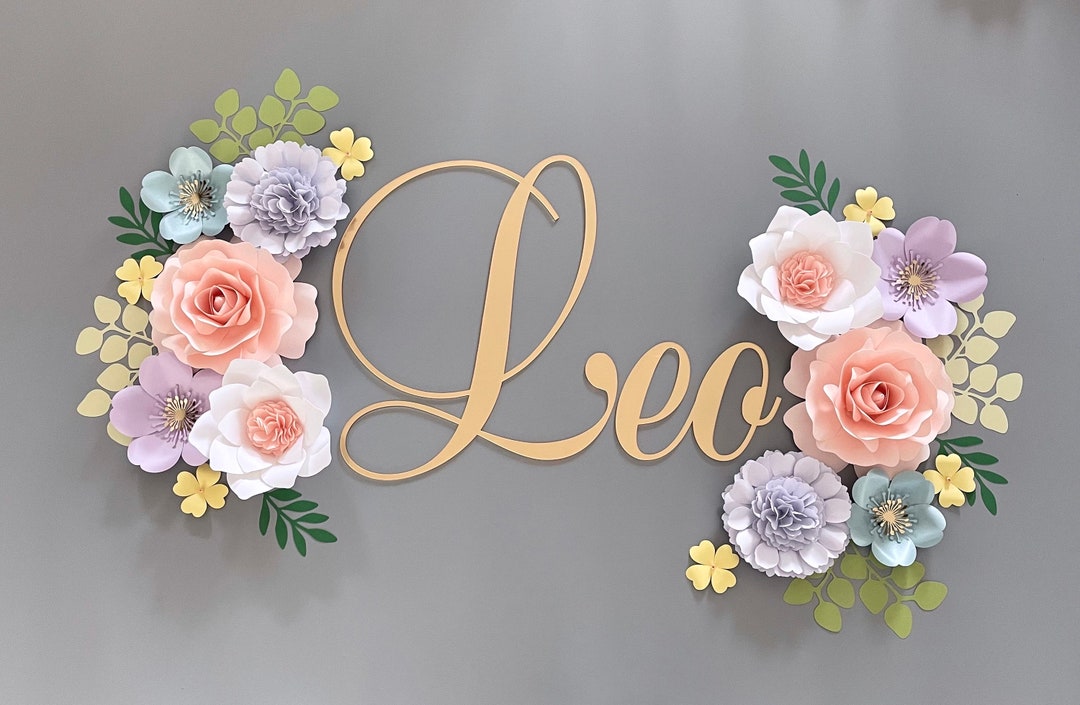 Peach Lilac Paper Flower Set Nursery Paper Flower Wall Decor - Etsy