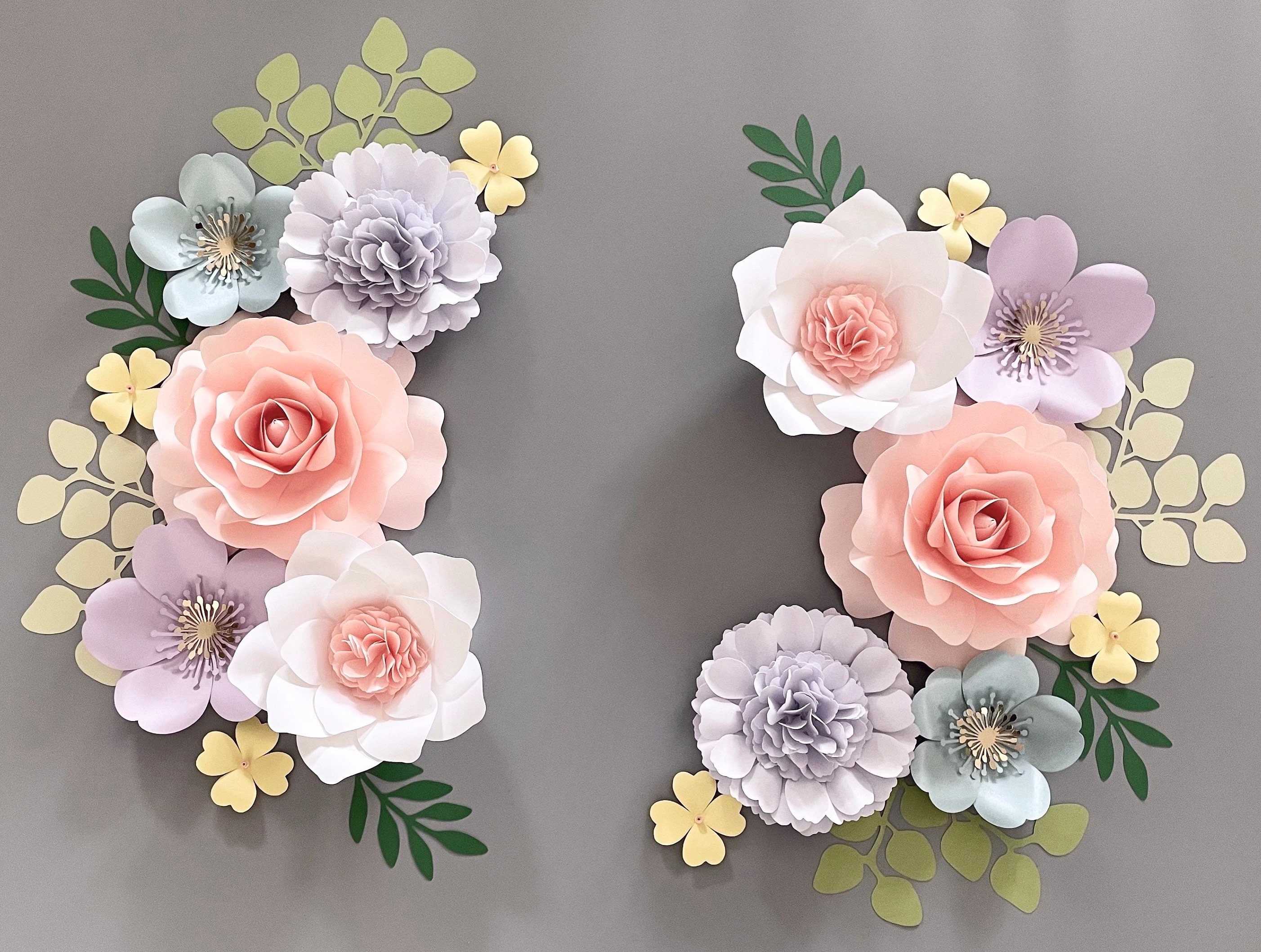 Peach Lilac Paper Flower Set: Nursery Wall Decor - Etsy