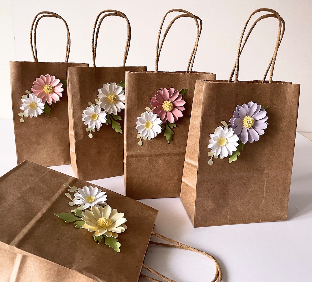 Daisy Paper Flower Gift Bag: Kraft Party Favor, Baby Shower - Etsy