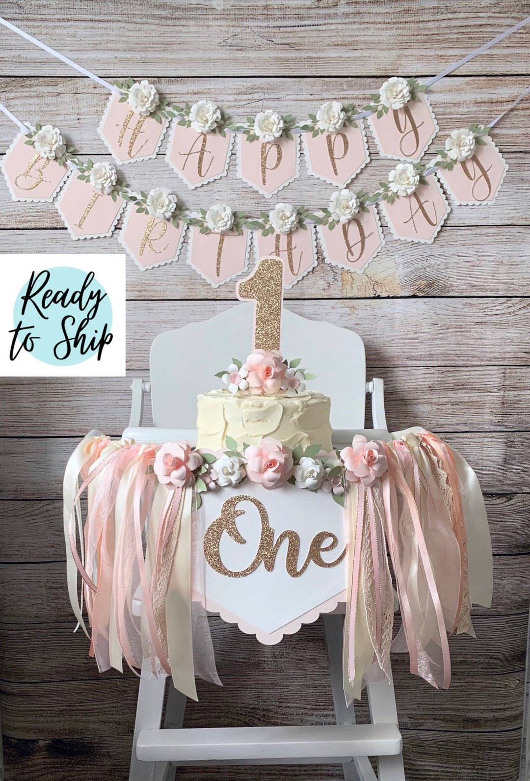 1st Birthday High Chair Banner ONE Banner Baby Girl Banner - Etsy