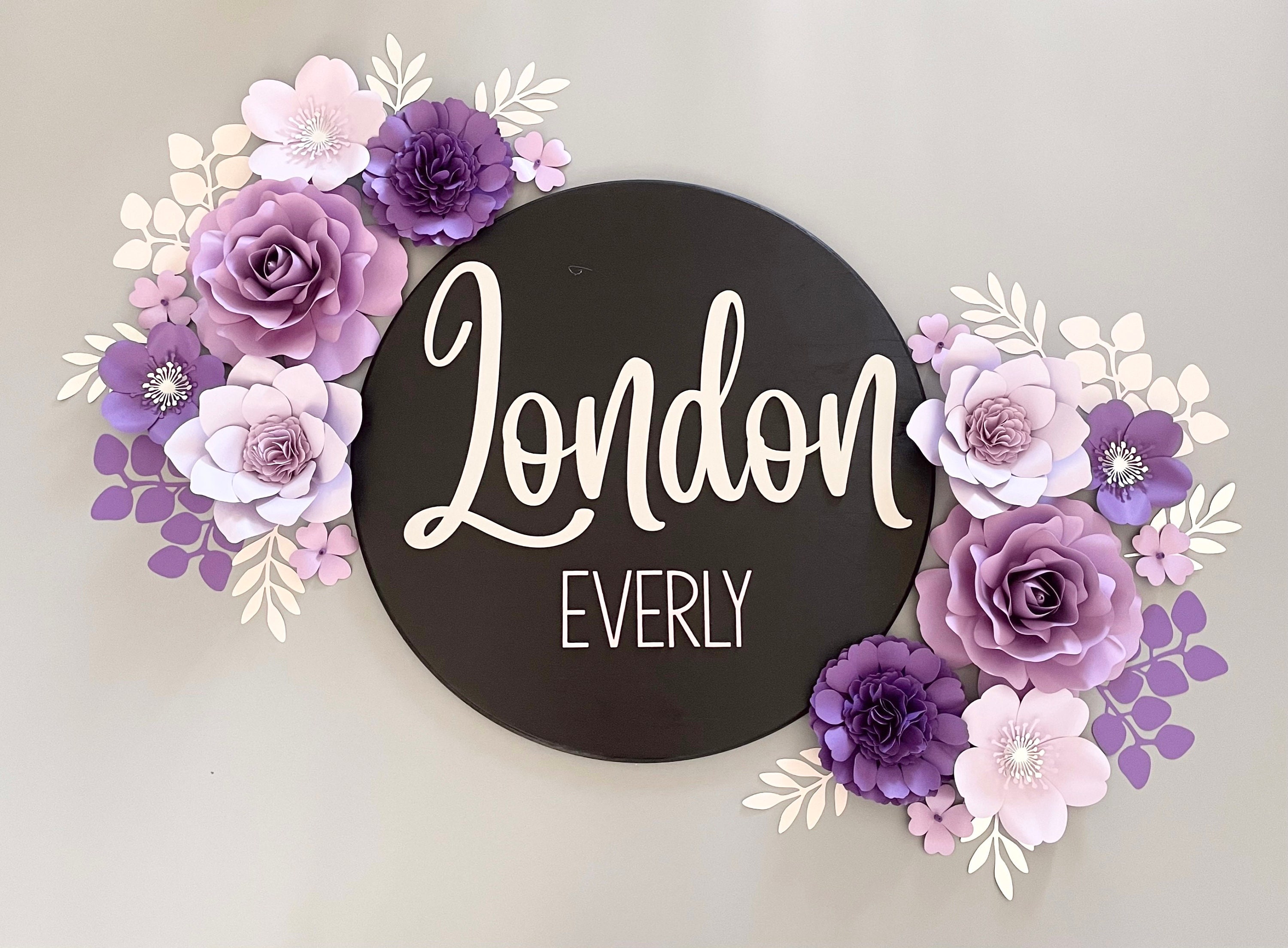 Purple Lilac Paper Flower Set Nursery Paper Flower Wall - Etsy