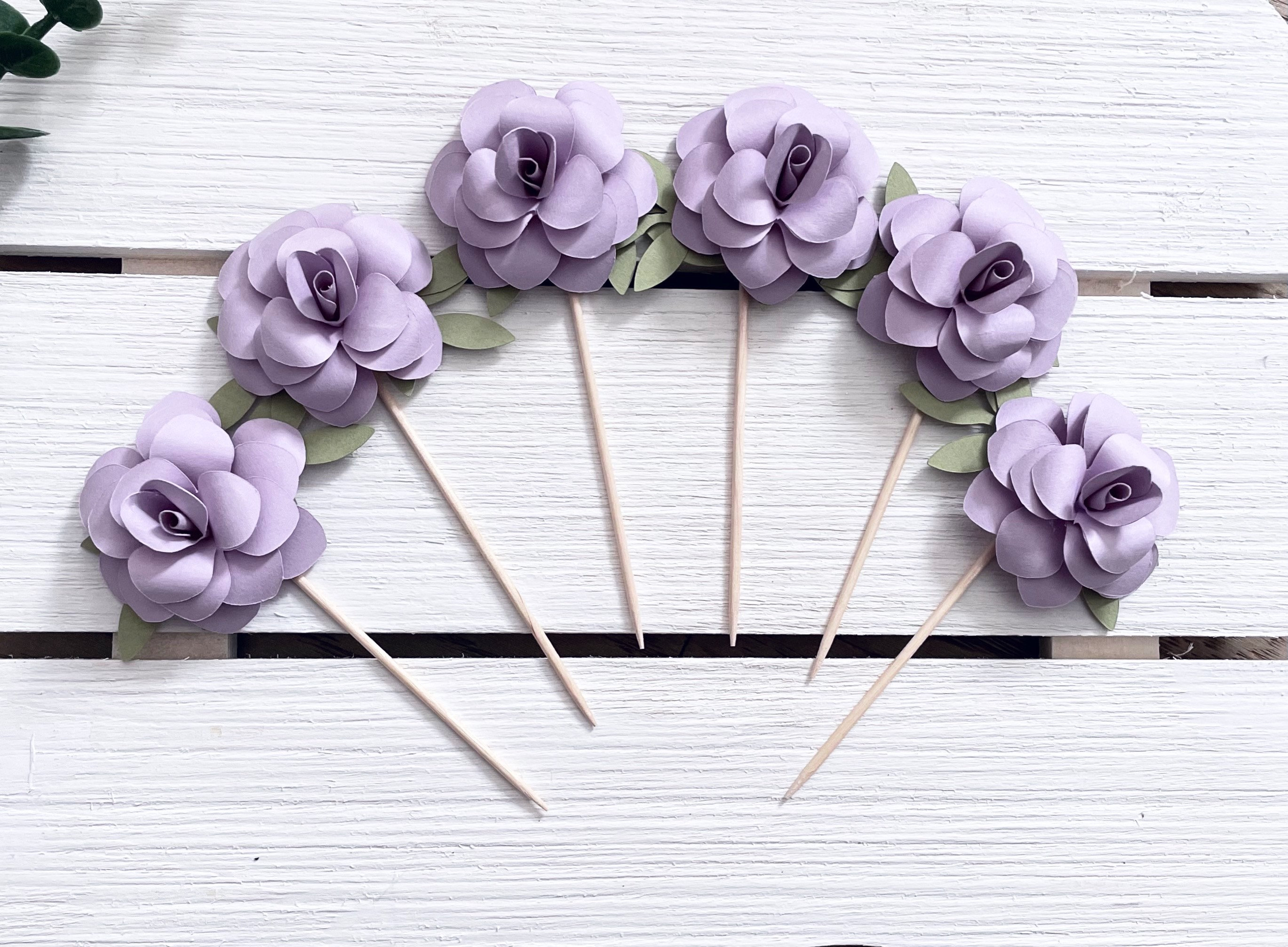 Rose Cupcake Topper Floral Cupcake Toppers Paper Flowers - Etsy