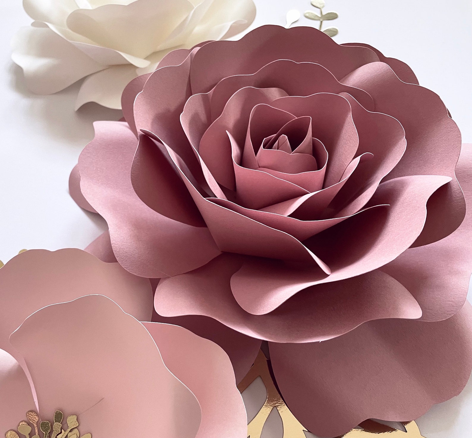 Dusty Rose Pink Paper Flower Set Nursery Paper Flower Wall - Etsy