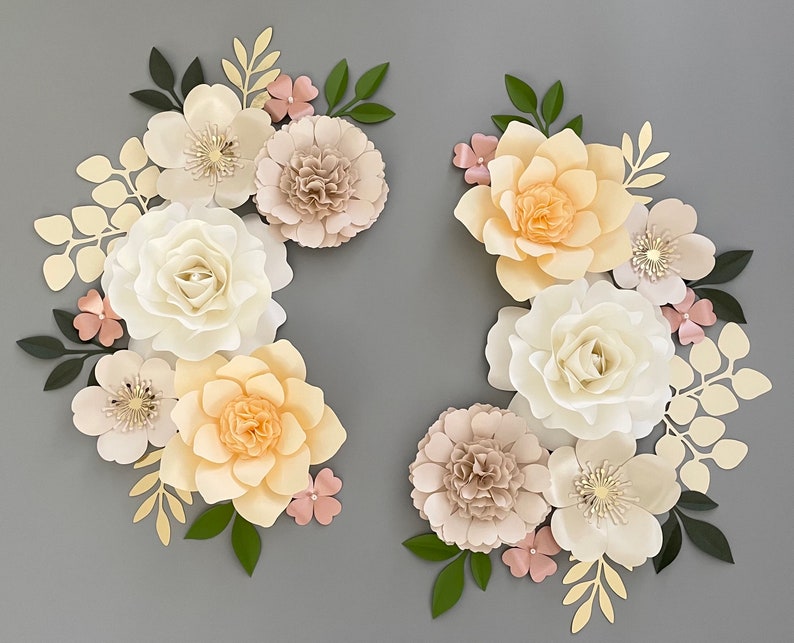 Pink & Rose Gold Paper Flower Set: Nursery Wall Decor - Etsy