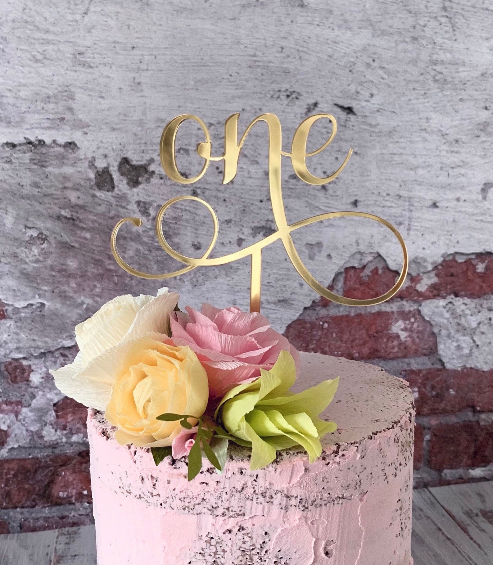 Gold One Cake Topper, Acrylic Gold One Cake Topper, 1st Birthday Cake ...