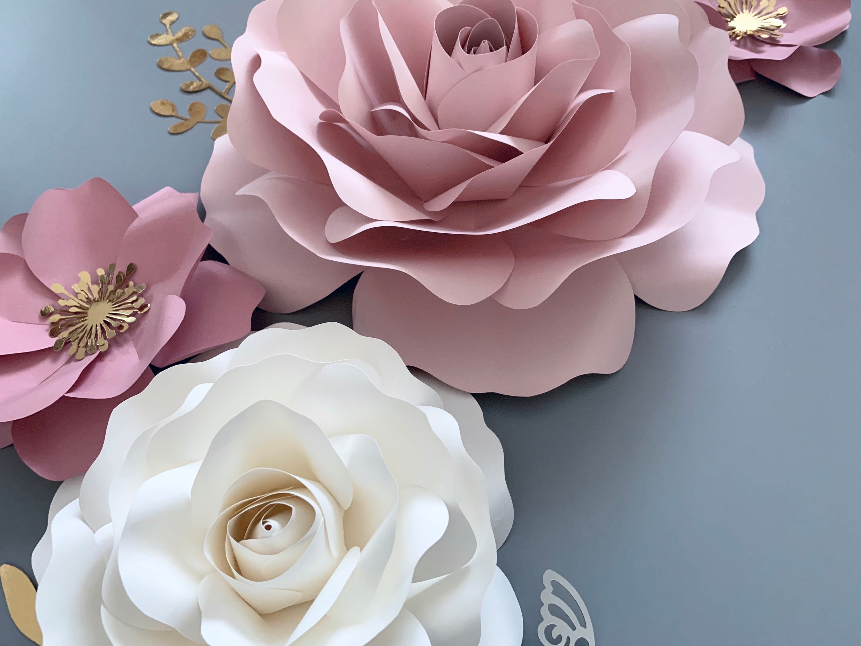 Mauve Pink Paper Flower Set Nursery Paper Flower Wall Decor - Etsy