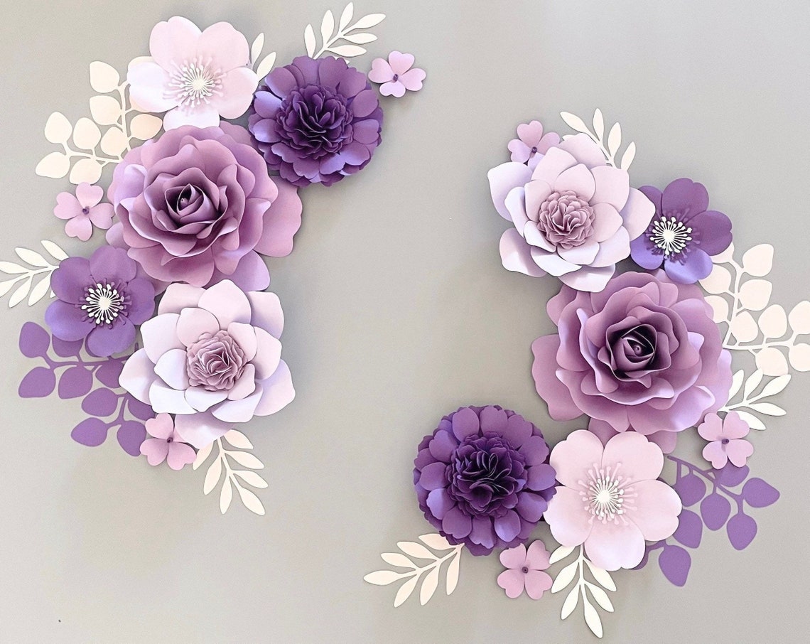 Purple Lilac Paper Flower Set Nursery Paper Flower Wall - Etsy
