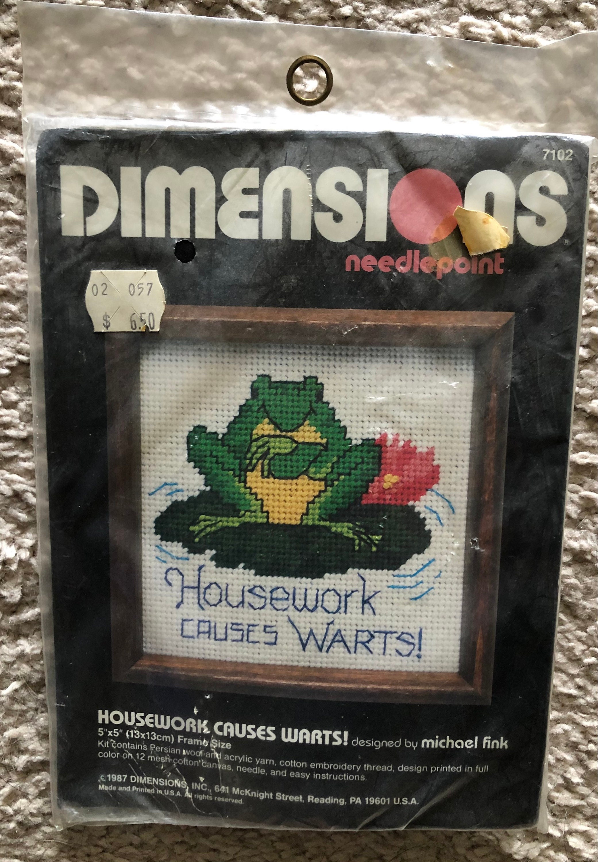 Dimensions Needlepoint Kit Pattern Frog Housework New With Yarn and ...