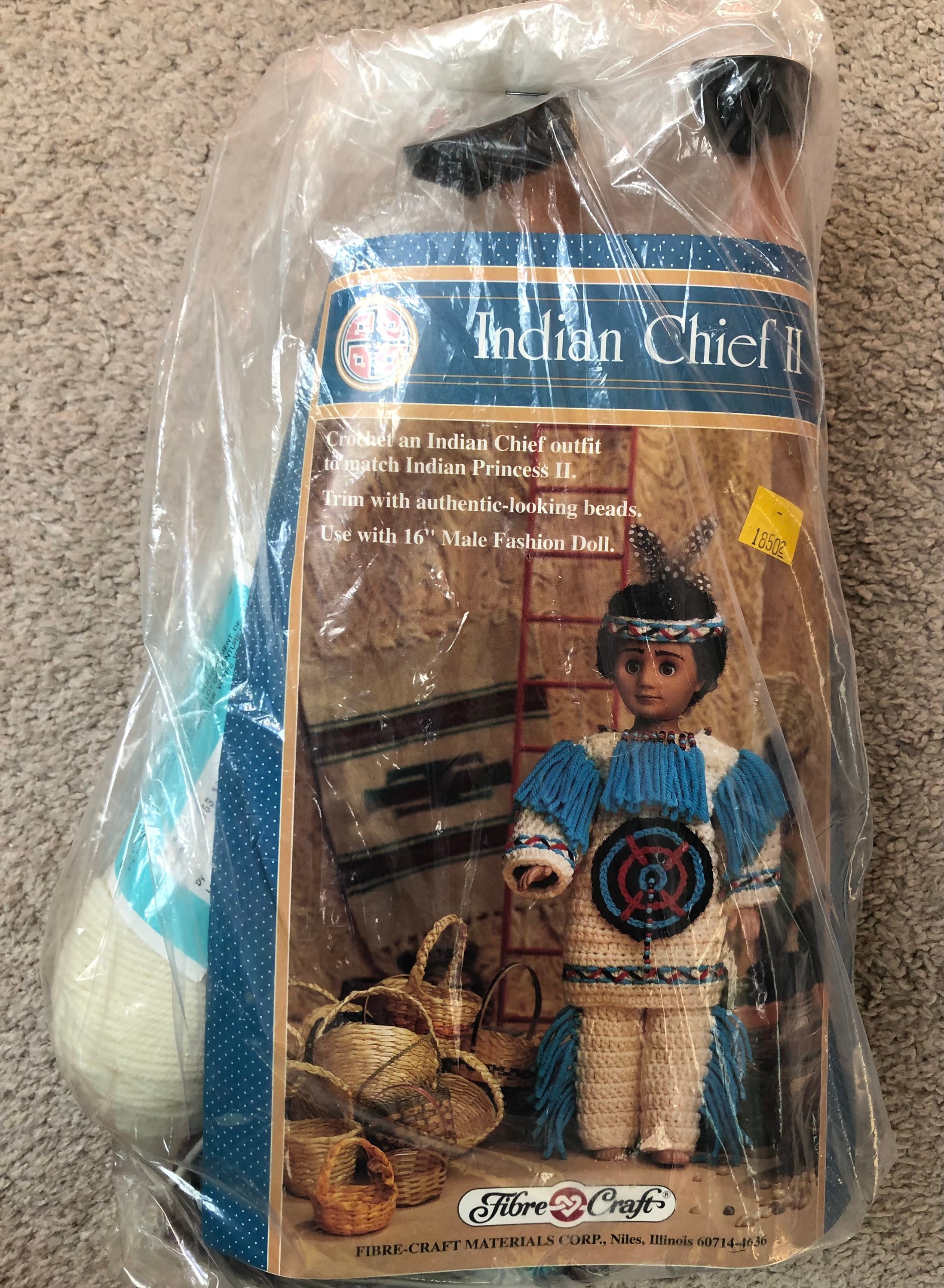 Fibre Craft Indian Chief II 16” Male Doll Kit Crochet Fashion Doll ...