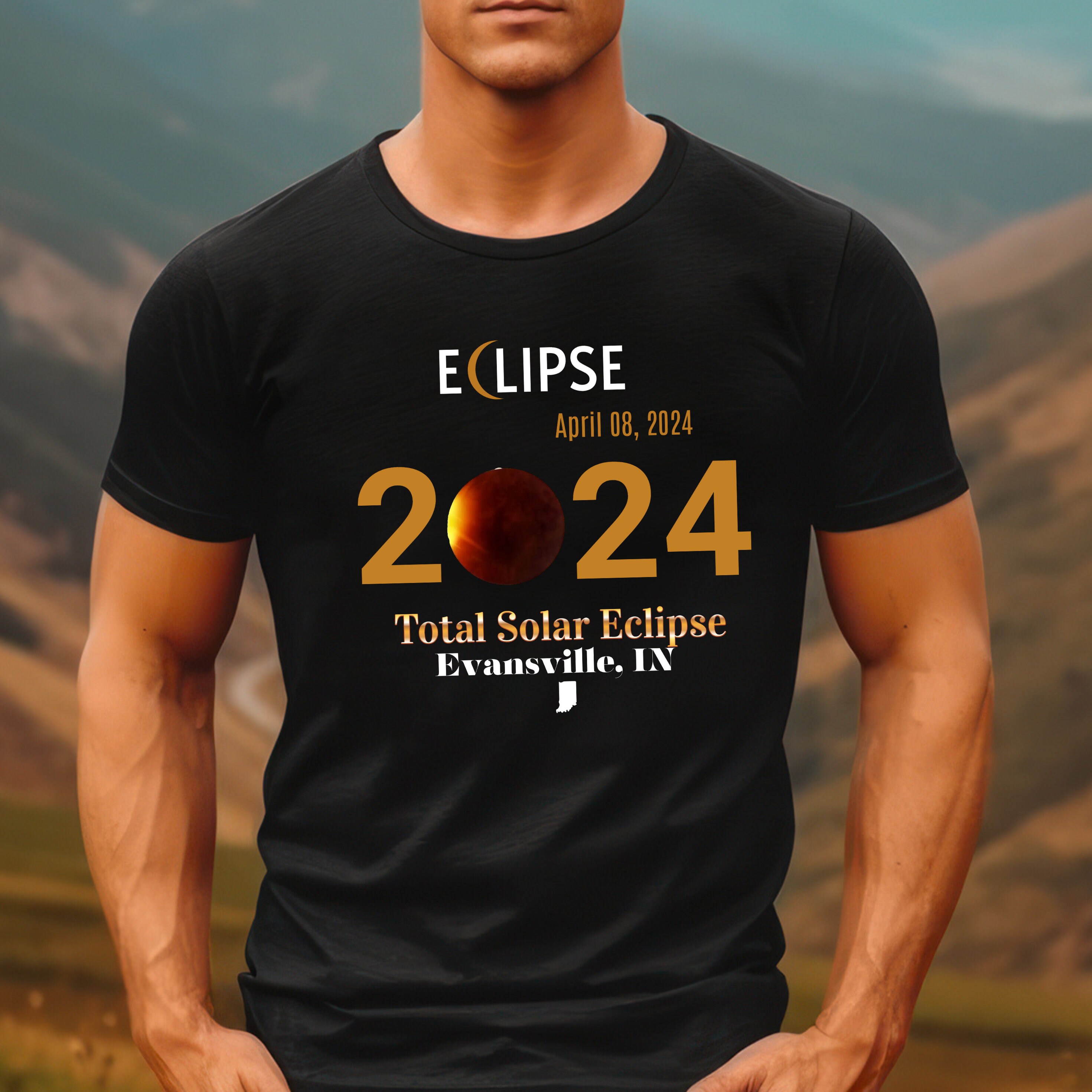 Solar Eclipse 2024 Evansville, IN 2024 Total Solar Eclipse T-shirt ...