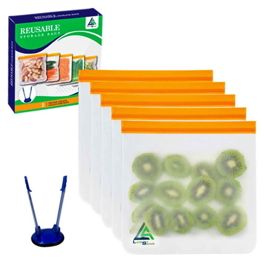 PEVA Reusable Gallon Freezer Bag, 5 Pack Leak-proof Freezer Bag With ...