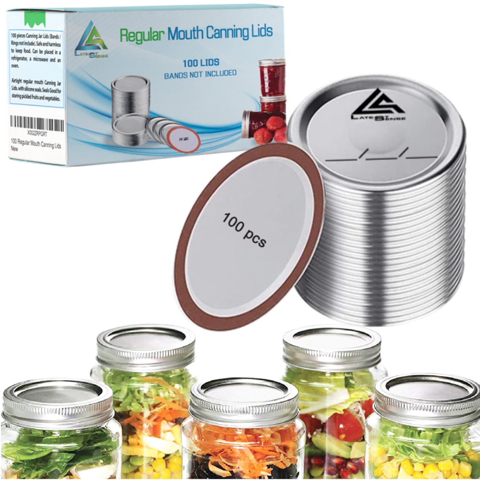 Regular Mouth Canning Lids 100-count , 70mm Split-type With Leak Proof Metal Jar Lids for ...