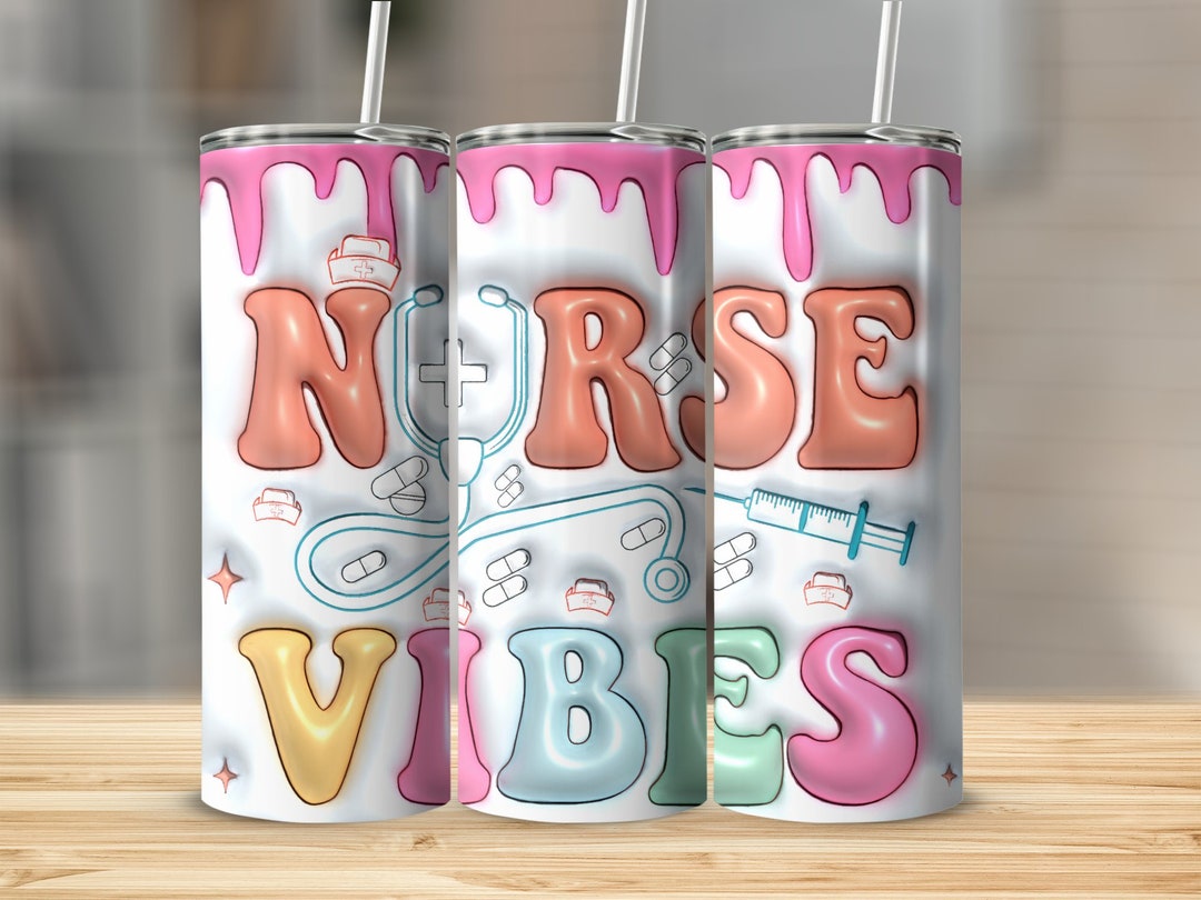 Nurse Vibes Tumbler, Colorful Nursing Insulated Cup, Medical ...