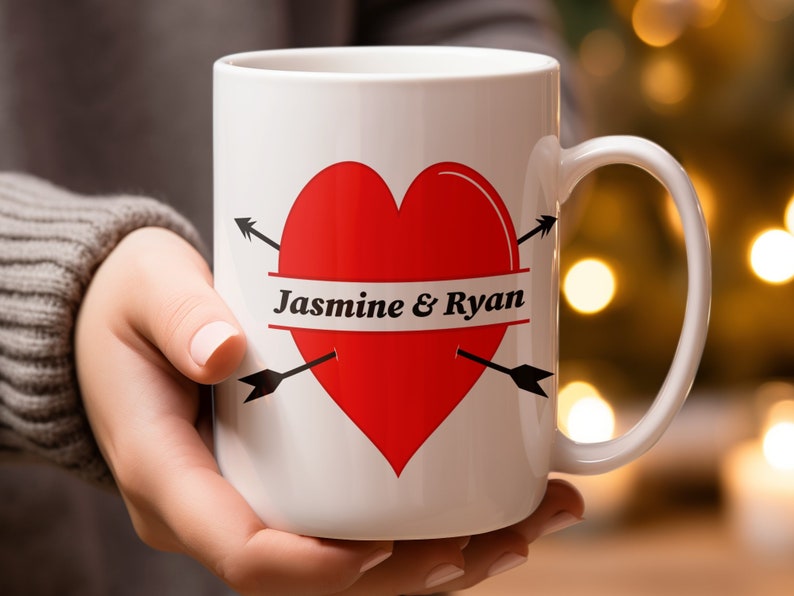 Customizable Couple Name Mug Mr And Mrs Arrow Heart Design Unique Love