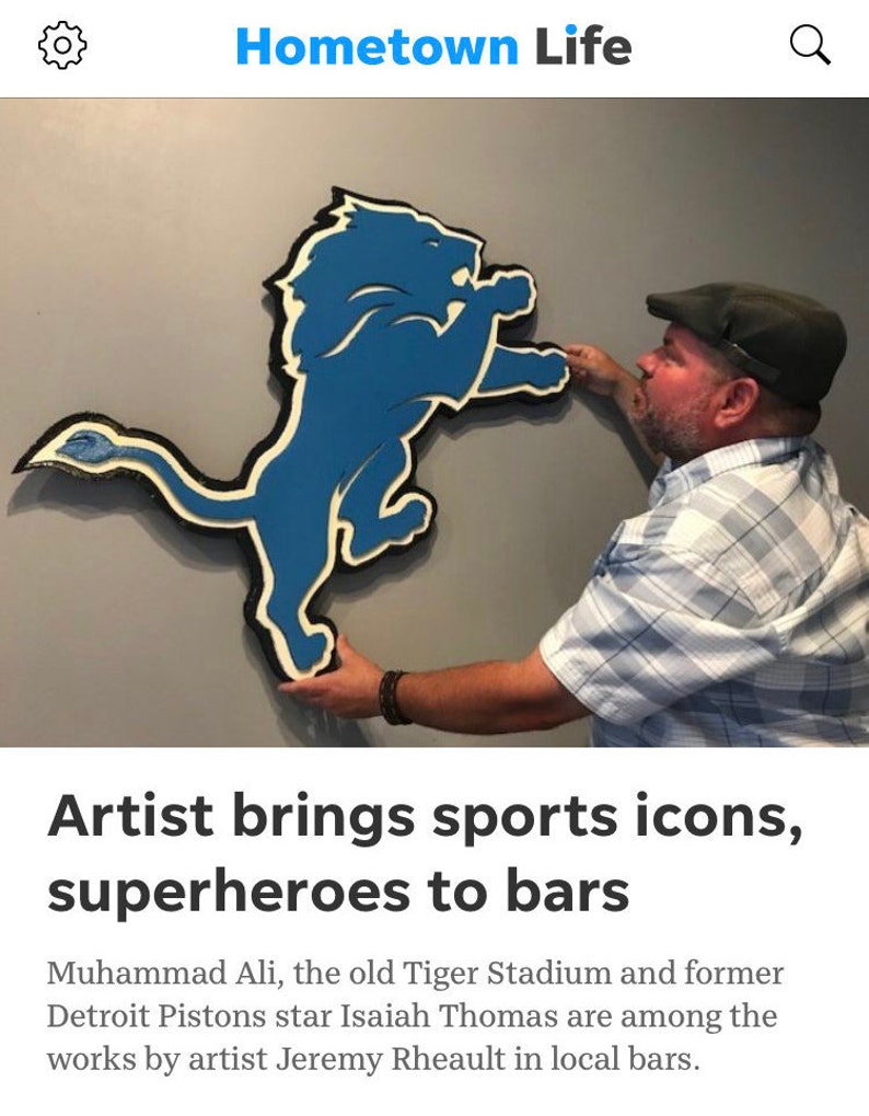 Detroit Lions Fan Art W/ LED Authentic - Bold - Floating - Fan Art ...