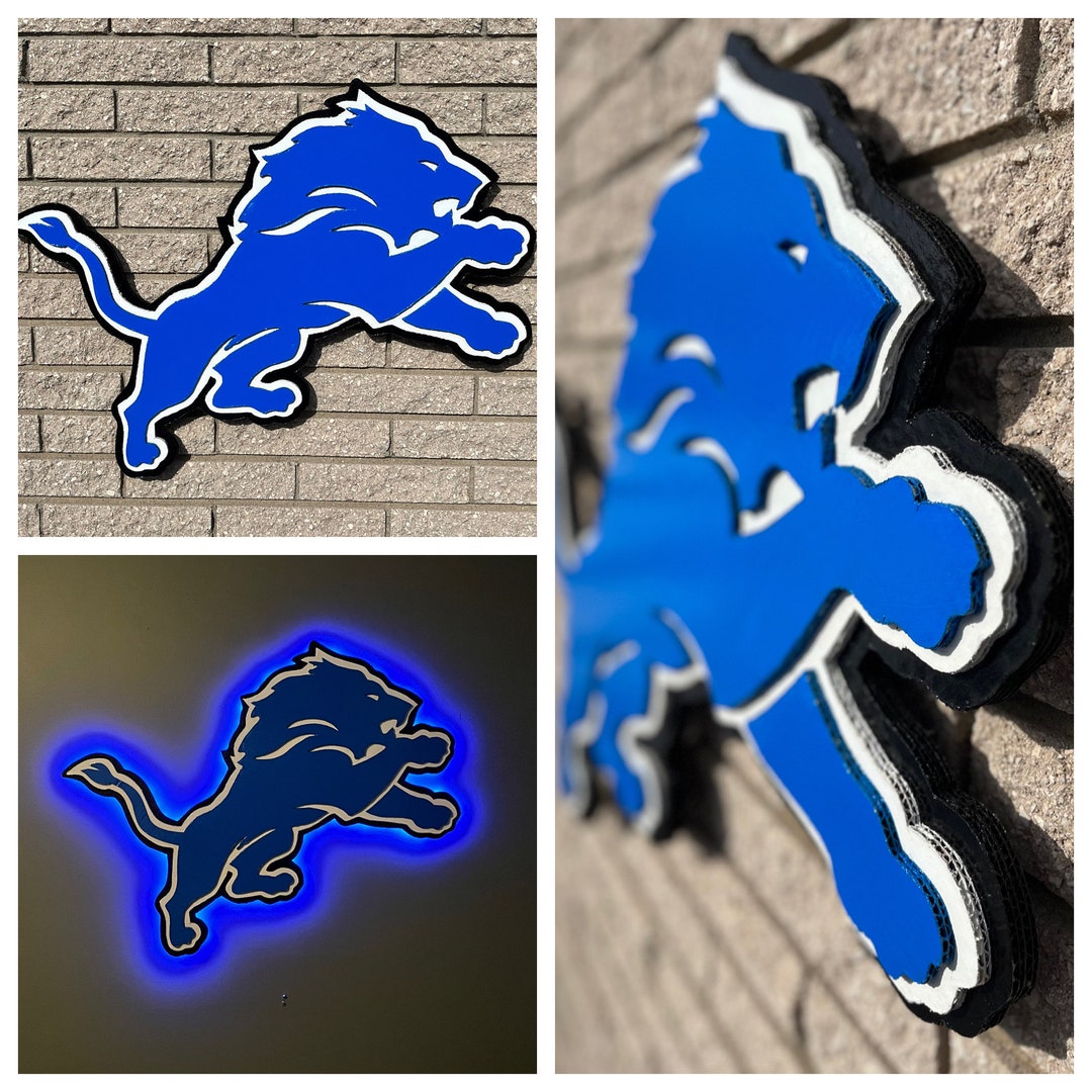 Detroit Lions Fan Art W/ LED Authentic - Bold - Floating - Fan Art ...