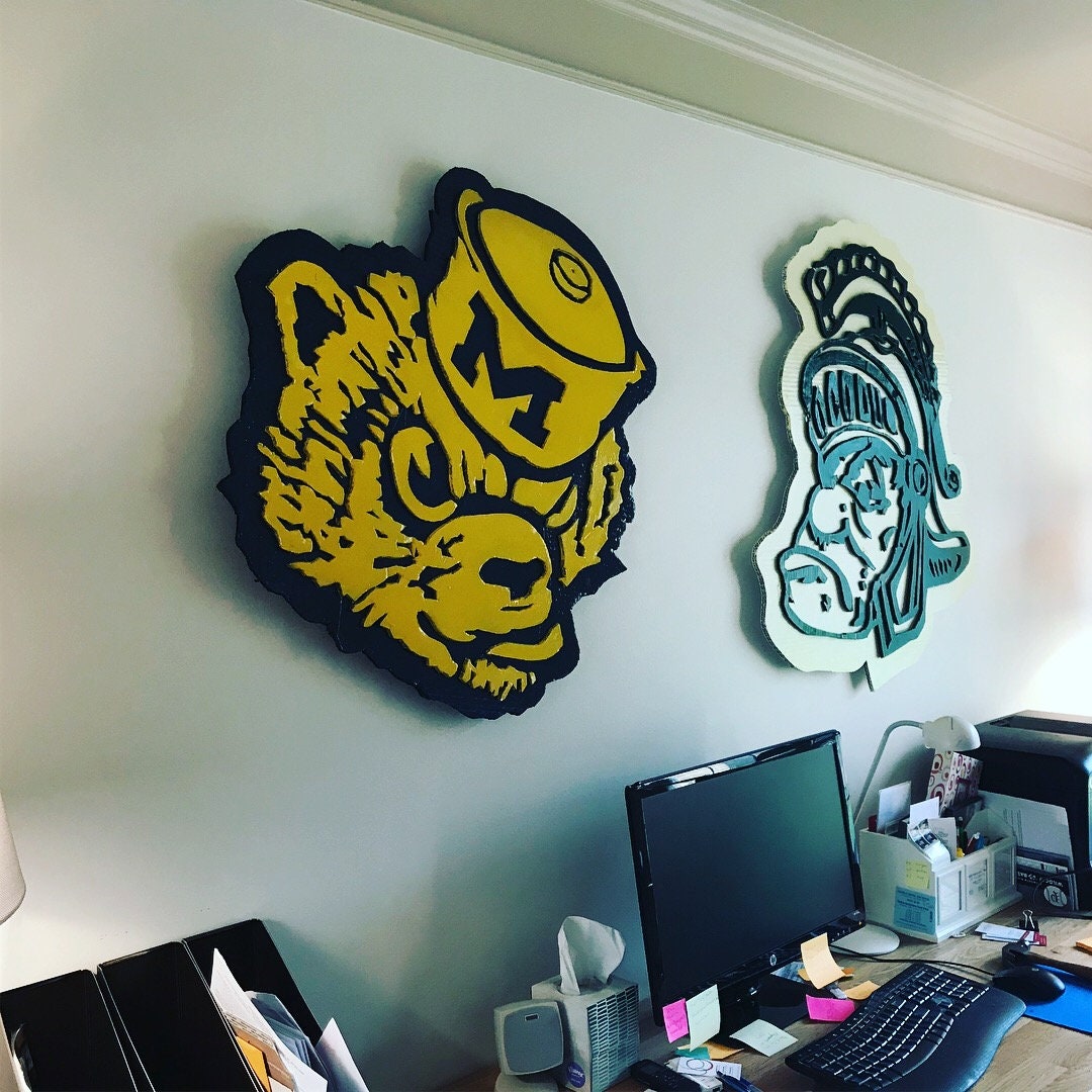 Michigan Classic Mascot Fan Art Authentic Bold Floating | Etsy