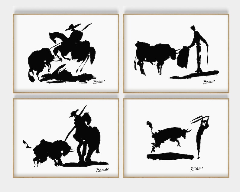 Picasso Bullfight Sketch Prints, Set of 4 (digital Download) - Etsy