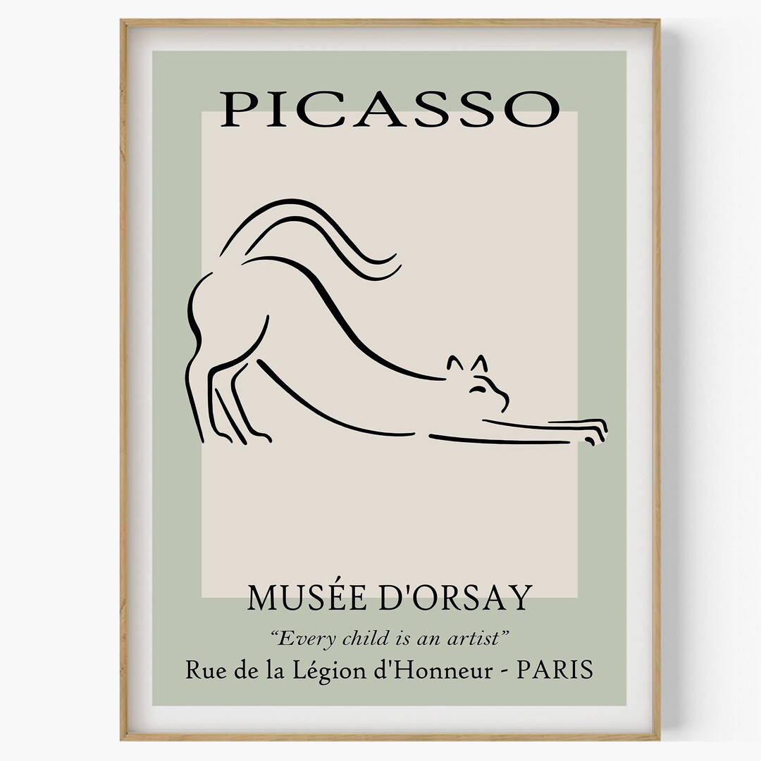 Picasso Cat Sketch, Picasso Line Art, Animal Poster, Exhibition Print ...