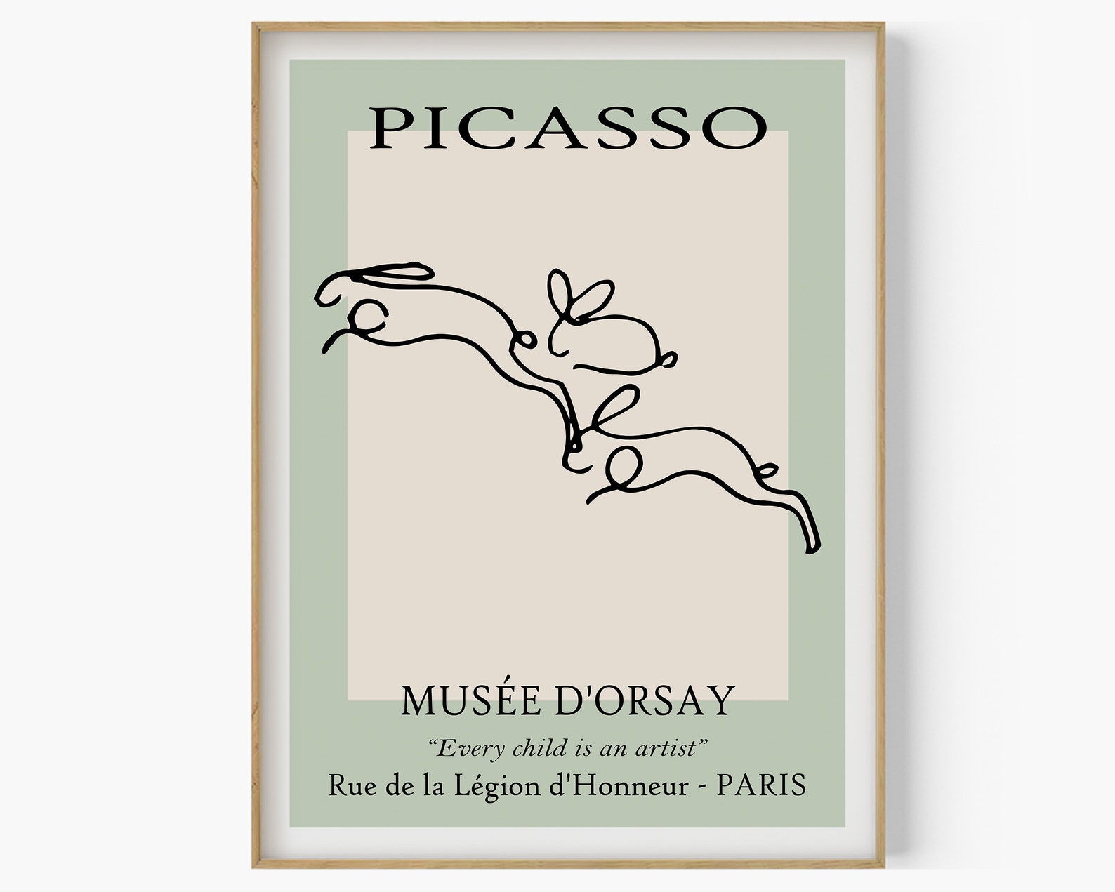 Picasso Rabbit Sketch Picasso Line Art Animal Poster - Etsy