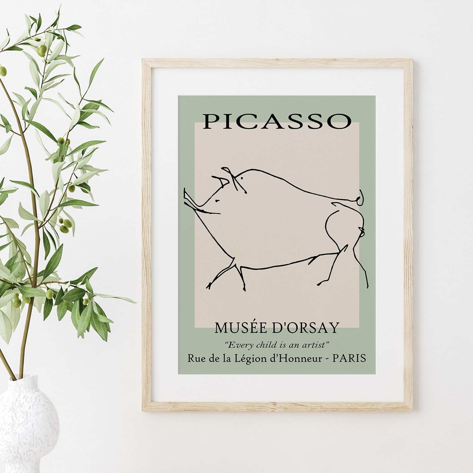 Picasso Pig Line Art Print, Minimalist Animal Sketch (digital Download ...