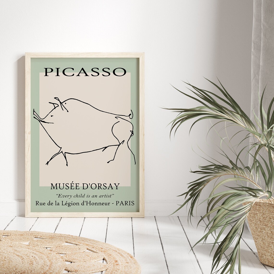 Picasso Pig Sketch, Picasso Line Art, Animal Poster, Exhibition Print ...