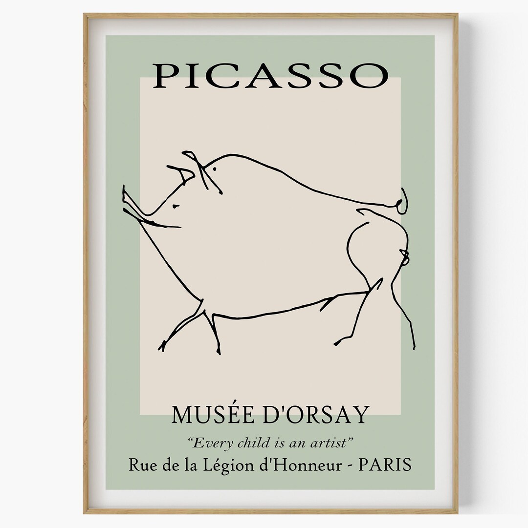 Picasso Pig Sketch, Picasso Line Art, Animal Poster, Exhibition Print ...