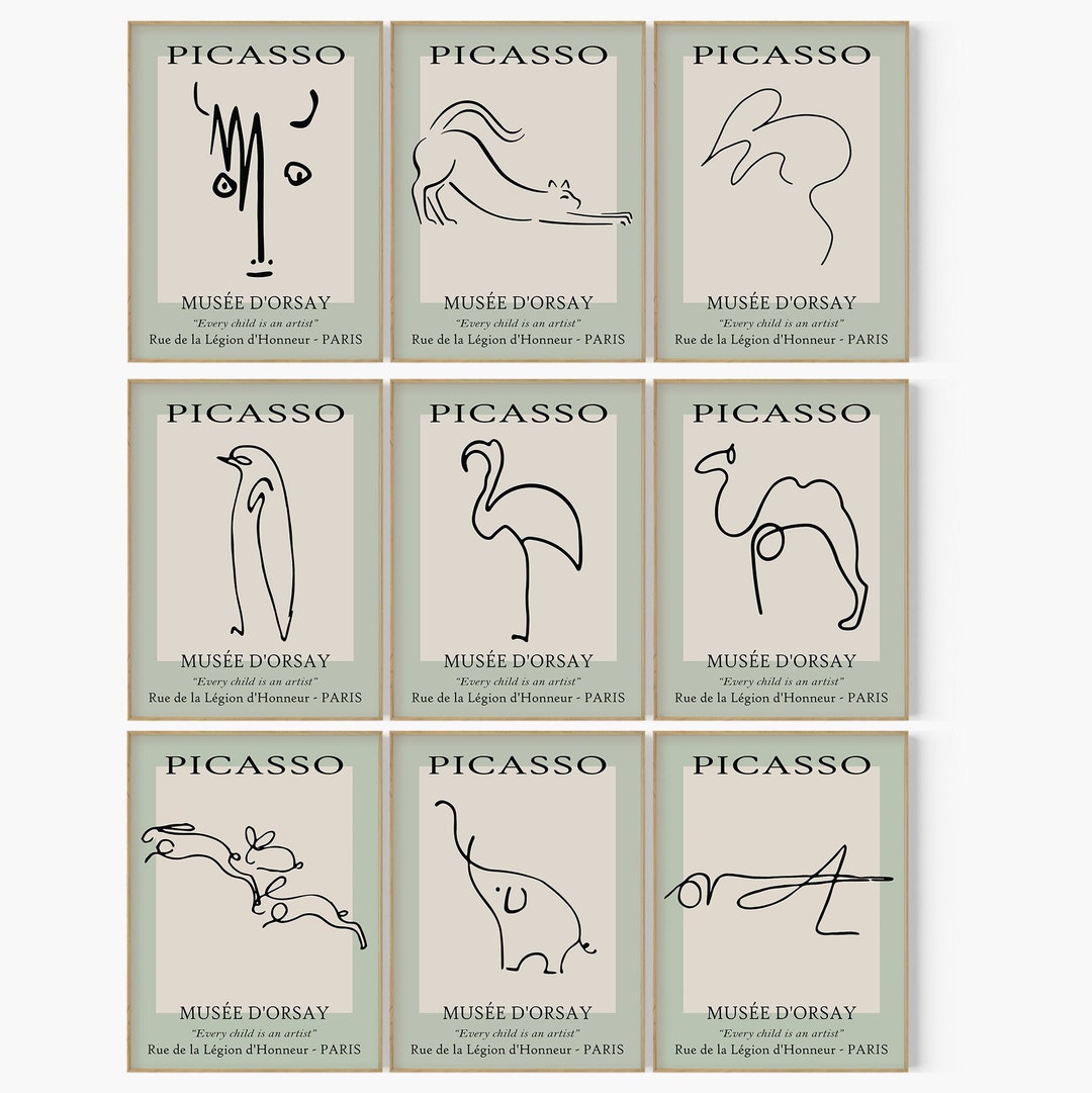 Picasso Animal Line Art Print, Museum Exhibition Poster (digital ...