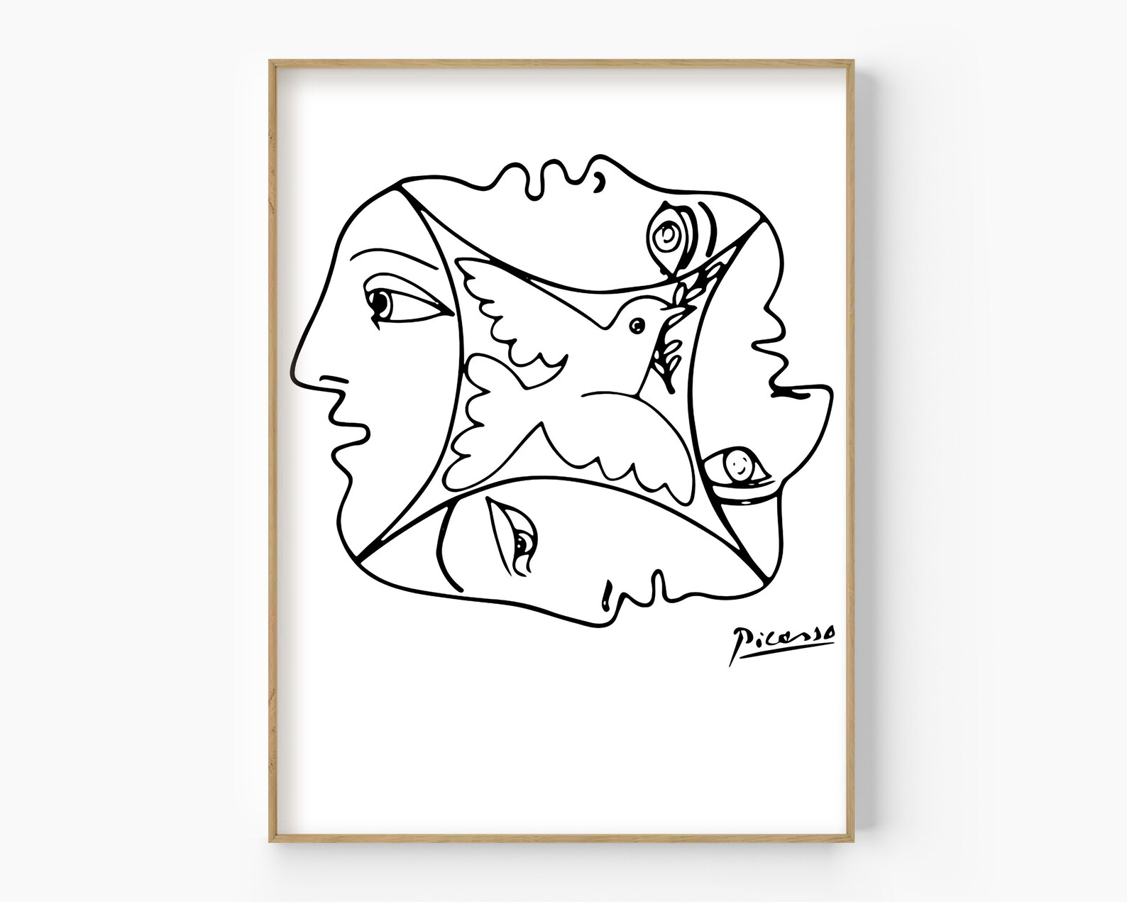 Picasso Face Sketch Art Print Face and Dove Picasso War and - Etsy