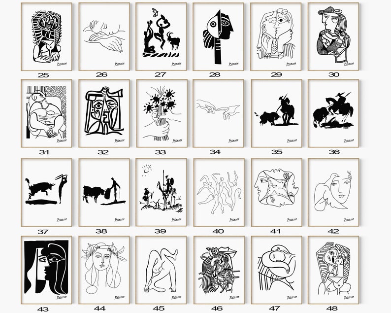 Choose 6 Out of 24 Picasso Drawing Picasso Sketch Set of 6 - Etsy