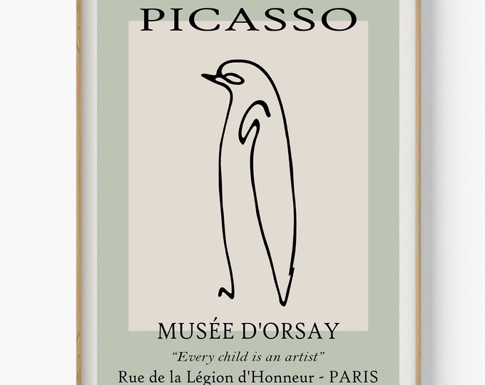 Pablo Picasso Penguin Sketch Line Drawing Art Print Esquisse Le ...