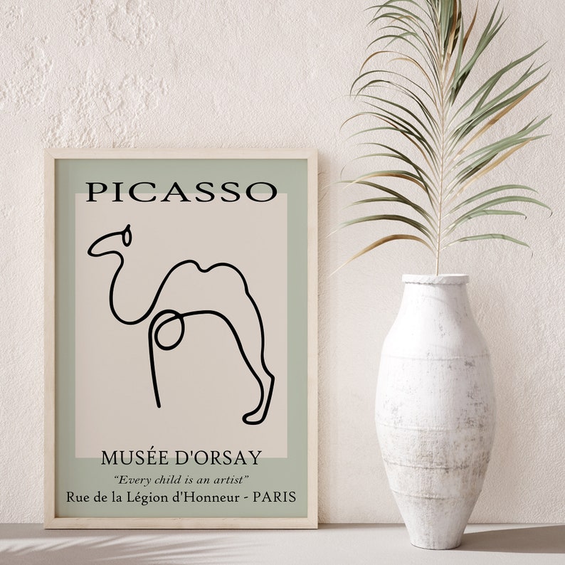 Picasso Camel Line Art Print, Minimalist Animal Sketch (digital ...