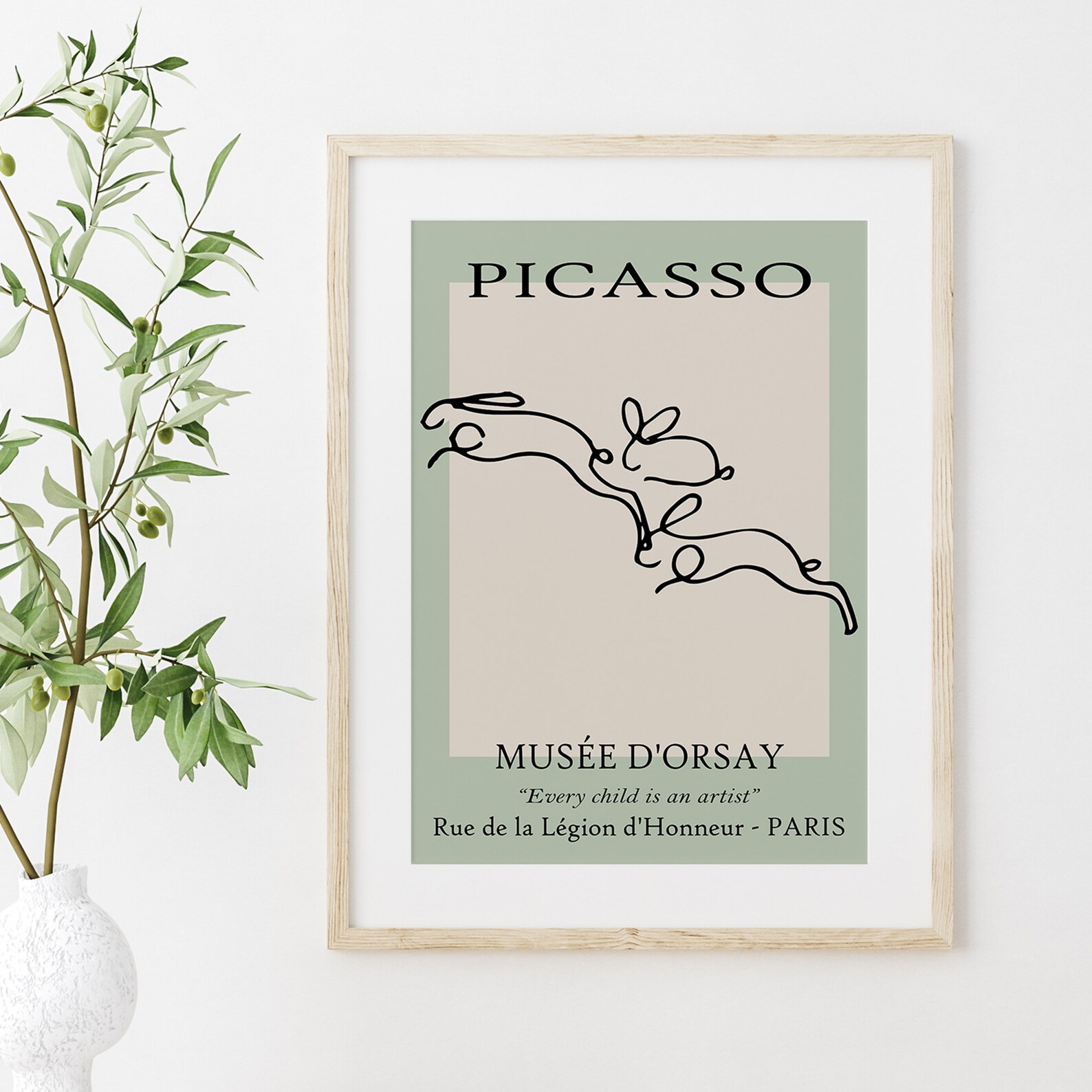 Picasso Rabbit Sketch Picasso Line Art Animal Poster - Etsy