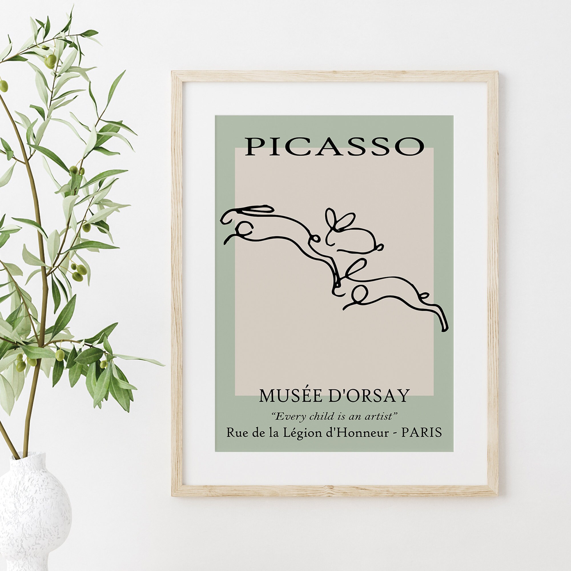 Picasso Rabbit Sketch Picasso Line Art Animal Poster - Etsy